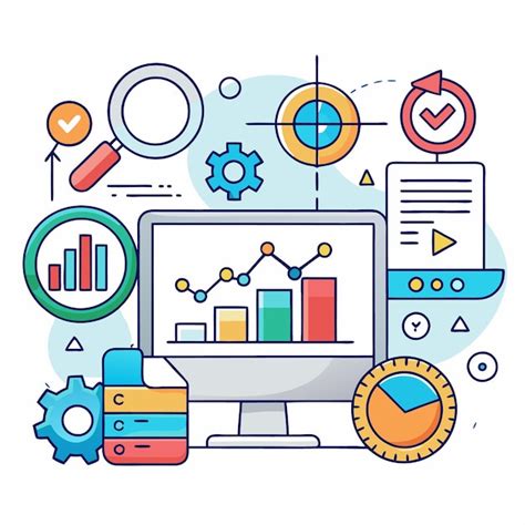 Colorful Illustration Of Data Analysis And Growth With A Computer