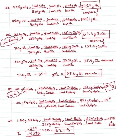 Limiting Reactant Worksheets Answer Key