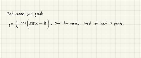 Solved Find Period And Graph 1 Y Sec 278x Over Two Chegg Com