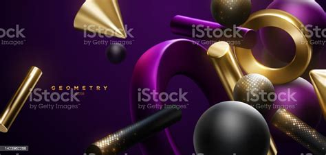 검은 색 황금색 및 보라색 기하학적 모양 클러스터 추상적인 우아한 구성 추상적인에 대한 스톡 벡터 아트 및 기타 이미지