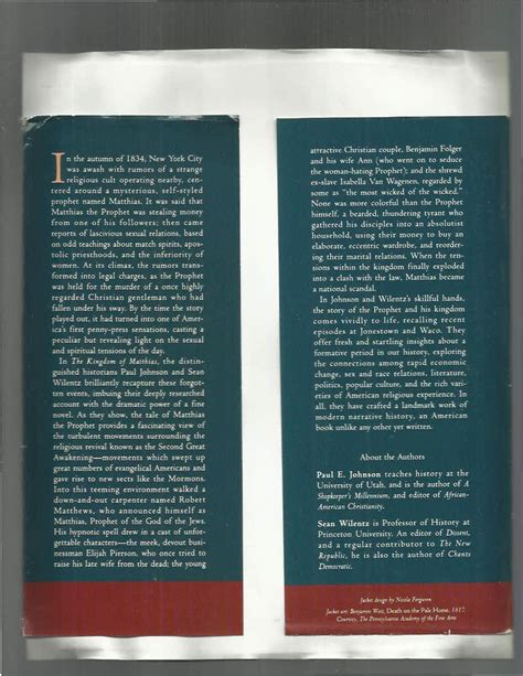 The Kingdom Of Matthias A Story Of Sex And Salvation In 19th Century America By Johnson Paul