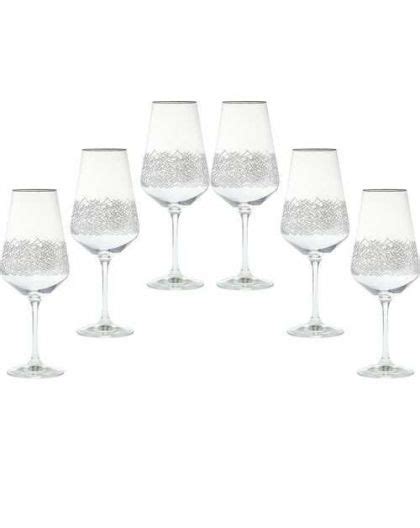 6 Bohemia Crystal Red Wine Glasses With Silver Clored Kant Sandra Vip Shop Italy
