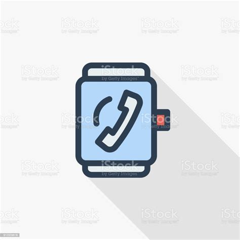 스마트 시계 현대적인 모바일 장치 선 평면 색상 아이콘입니다 선형 벡터 기호입니다 화려한 긴 그림자 디자인입니다 개념에 대한 스톡 벡터 아트 및 기타 이미지 Istock