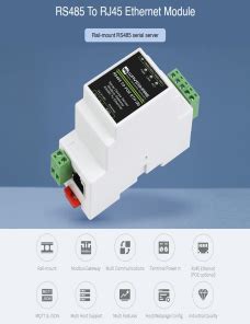 Servidor serial Waveshare Din Rail RS485 a RJ45 con función POE