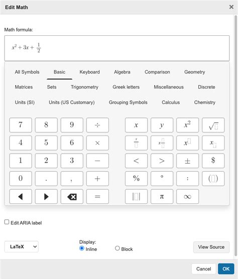 Inserting Latex Into A Question Using The Rich Text Toolbars Math