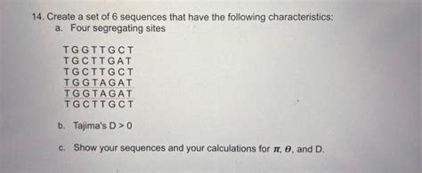 solved 14 create a set of 6 sequences that have the