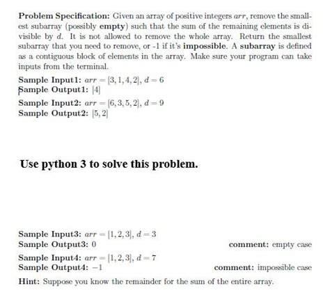 Solved Problem Specification Given An Array Of Positive