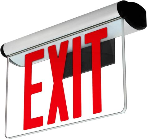 Amazon Com RECESSED Ceiling Mount Edge Lit Exit Sign Red LED With Battery Backup Single Face