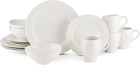 Mikasa Swirl White 16 Piece Dinnerware Set Service For 4