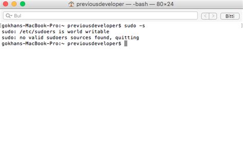 Macos Mac Osx No Valid Sudoers Sources Found Stack Overflow