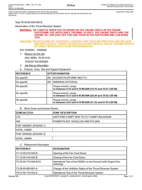 Amm Deactivation Of The Thrust Reverser System Pdf Jet Aircraft Aviation