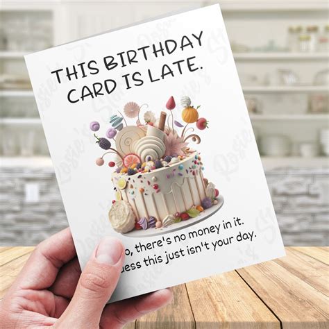 Funny Belated Birthday Cards • Printable Card • Digital Download • Late