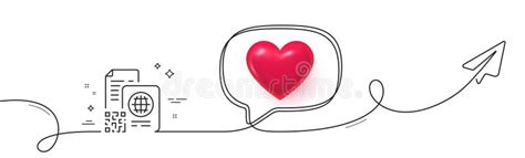 Qr Code Line Icon Scan Barcode Sign Continuous Line With Plane Vector Stock Illustration