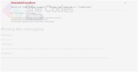 Challenge Missing Files Debugging Codesandbox
