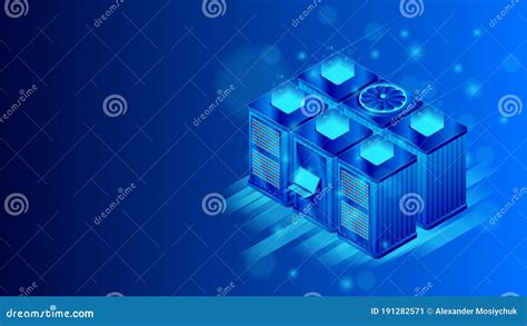 Isometric Server Room Concept Cloud Data Storage Stock Vector Illustration Of Communication