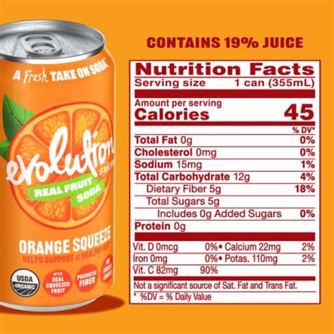 Evolution Fresh® Orange Squeeze Organic Real Fruit Soda 12 Fl Oz Can