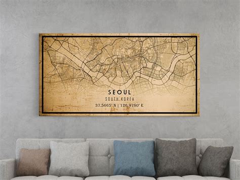 Custom City Vintage Map Print Custom Map Custom Map Art Custom City Road Map Poste Vintage