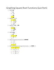Graphing Square Root Functions Quiz Part Pdf Graphing Square Root Functions Quiz Part