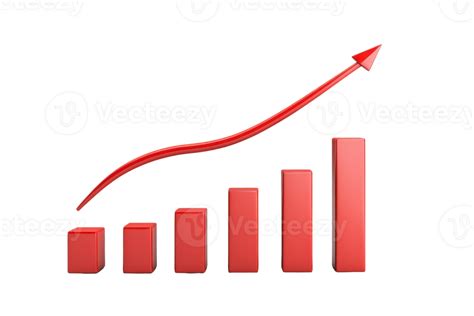 A Red Bar Graph With An Upward Trend Line Representing Growth And Progress In Data