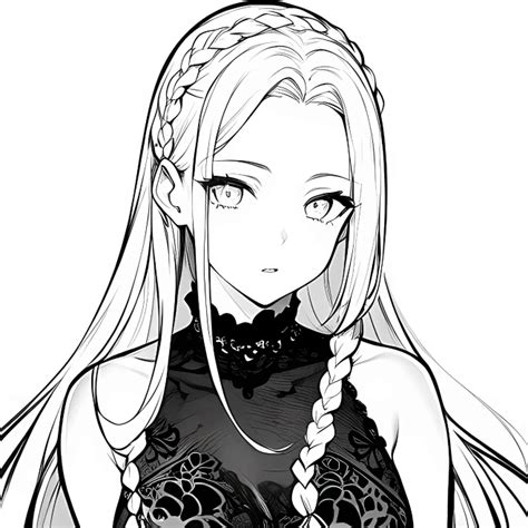 线稿素材合集 超适合临摹的双麻花辫女孩 花瓣网