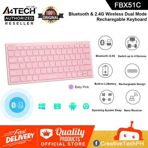 PINK FBX C A Tech FBX C Bluetooth G Wireless Dual Mode Rechargeable Keyboard Lazada PH