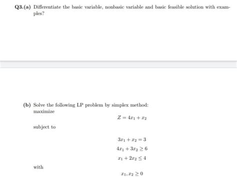 Solved Q3a Differentiate The Basic Variable Nonbasic