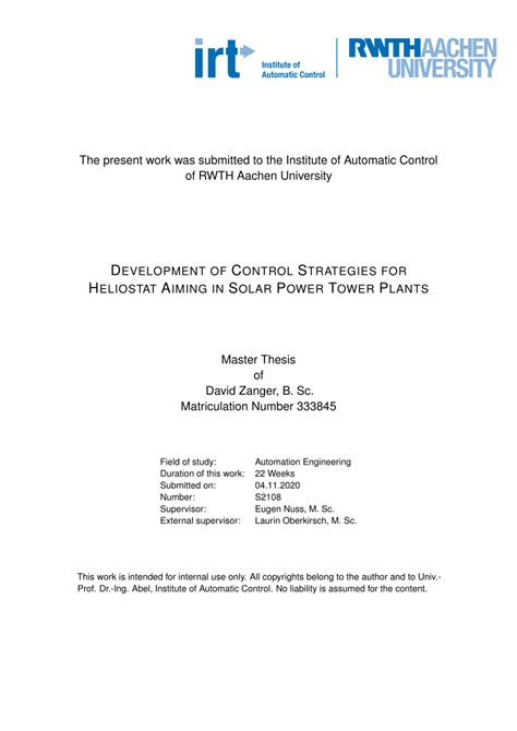 Pdf Development Of Control Strategies For Heliostat Aiming In Solar Power Tower Plants