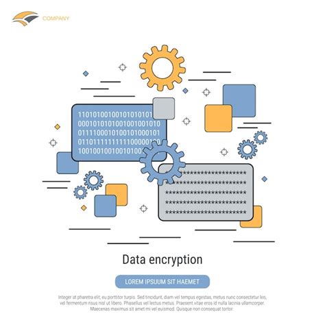 premium vector data encryption flat contour style vector concept illustration