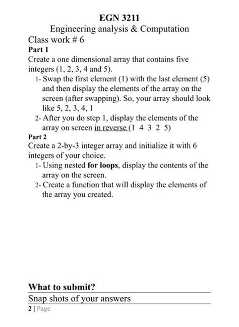 Solved Egn 3211 Engineering Analysis And Computation Class