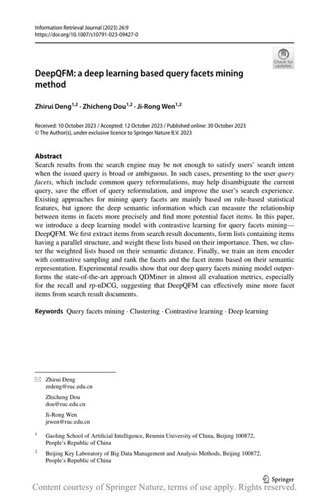 Deepqfm A Deep Learning Based Query Facets Mining Method