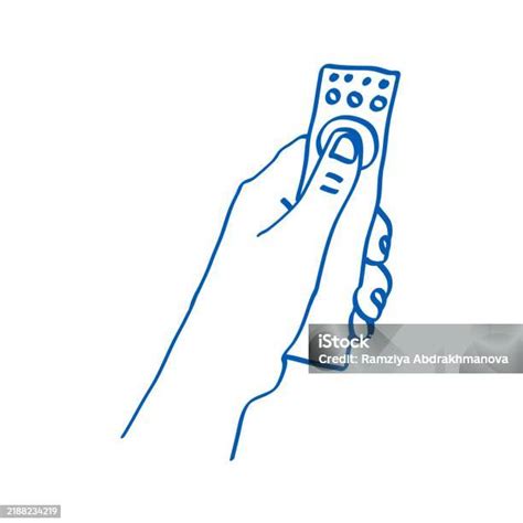 삐뚤어지고 엉성하게 그려진 손 스케치 벡터 제스처 Illustration 리모컨 버튼을 손으로 누릅니다 누름 버튼에 대한 스톡 벡터 아트 및 기타 이미지 Istock