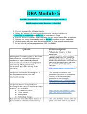 DBA Module 5 DBA Module 5 Go To File Download As Then Pick The Format You Can Edit I