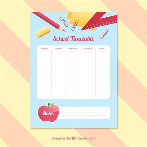 학교 시간표 템플릿 무료 벡터