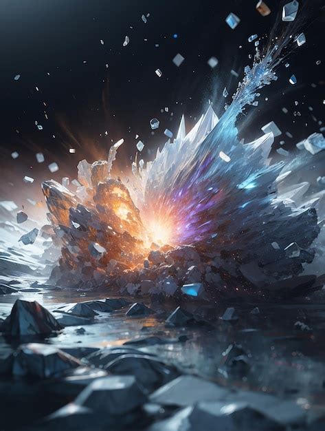 The Collision Of Light Particles Frozen In Time Captured In A Stunningly Detailed Premium Ai
