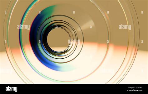 Abstract Image Of Concentric Circles Creating A Tunnel Effect With Rainbow Refractions And A