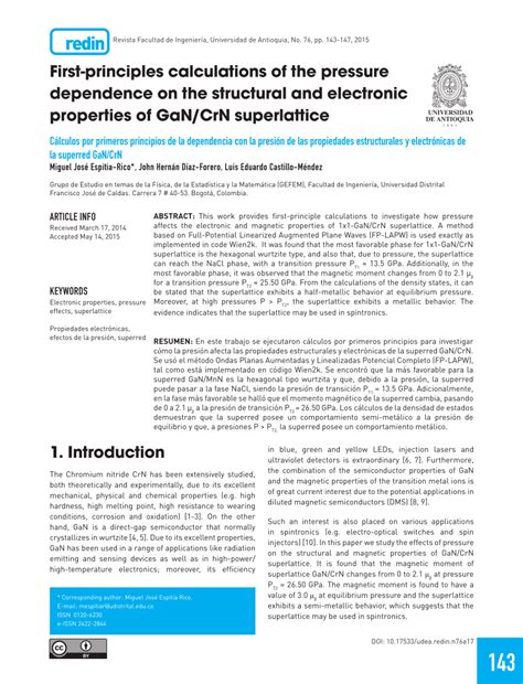 Pdf First Principles Calculations Of The Pressure Dependence On The Structural And Electronic