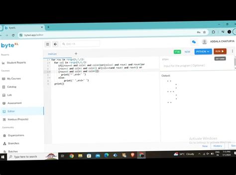 Here Is The Day 96 Pattern Code Using Python Chathurya Addala