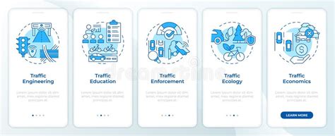 Traffic Management Pillars Blue Onboarding Mobile App Screen Stock Vector Illustration Of