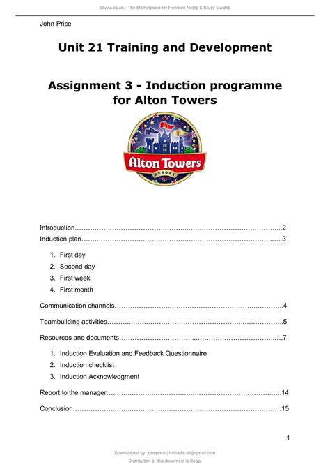 2024 Unit 21 Training And Development Assignment 3 Distinction Unit 21 Training And
