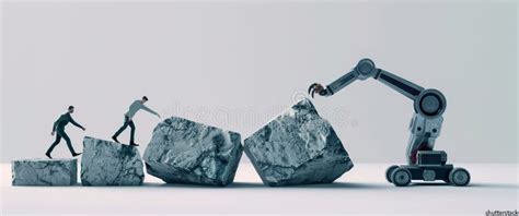 A 3d Illustration Of Overcoming Obstacles With Automation Stock