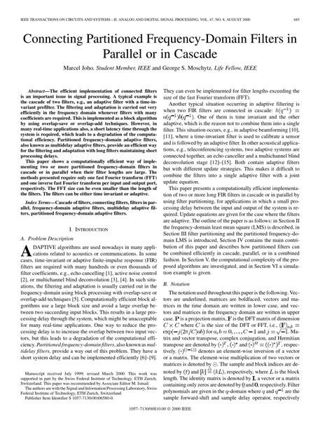 Pdf Connecting Partitioned Frequency Domain Filters In Parallel Or In Cascade