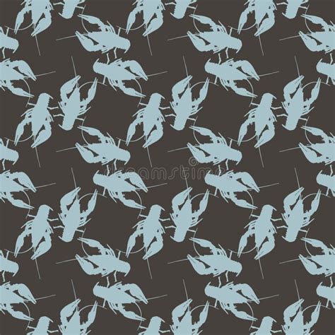 Seamless Pattern With Crayfish Endless Crawfish Background Stock