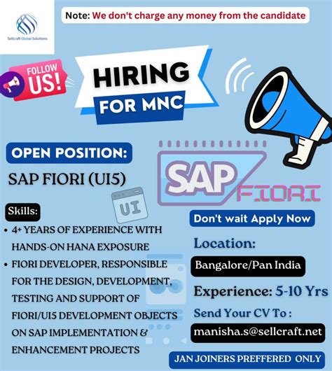 Sellcraft Global Solutions Pvt Ltd On Linkedin Sap Sapfiori Ui Hana Abap Oo Joboftheday