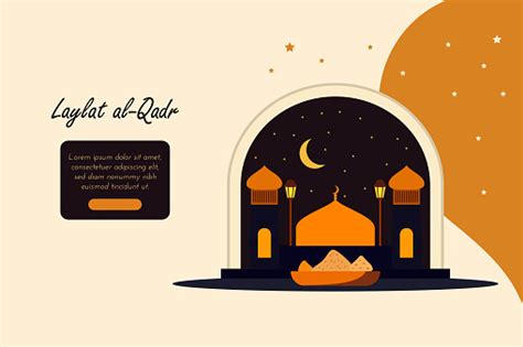 라마단 라일랏 알 카드르의 거룩한 달의 이슬람 축제 인사말 또는 초대장 배너 전단지 포스터 디자인 웹사이트를 위한 벡터 일러스트레이션 템플릿입니다 0명에 대한 스톡 벡터