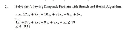 Solved 2 Solve The Following Knapsack Problem With Branch