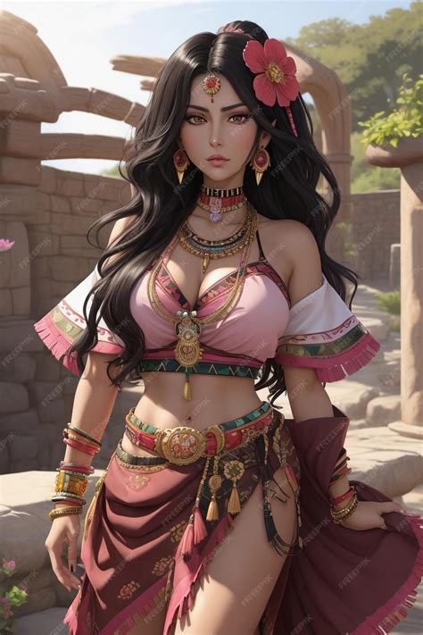 Premium Ai Image Anime Style Genshin Impact Style Milf Woman Aztec