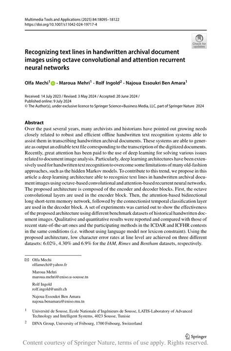 Recognizing Text Lines In Handwritten Archival Document Images Using Octave Convolutional And