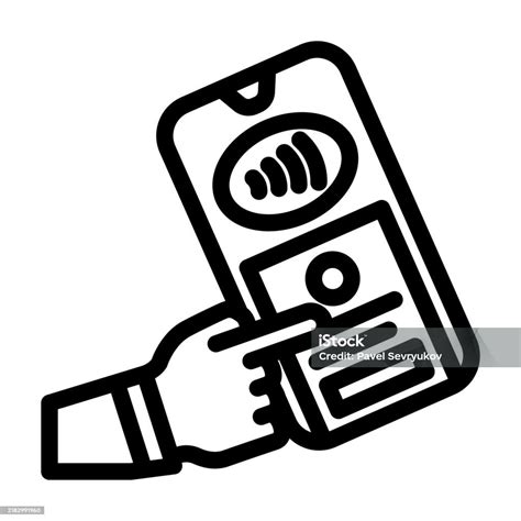 Nfc는 기술 선 아이콘 벡터 일러스트 레이 션을 잠금 해제하기 위해 탭합니다 Brand Name Smart Phone에 대한 스톡 벡터 아트 및 기타 이미지 Brand