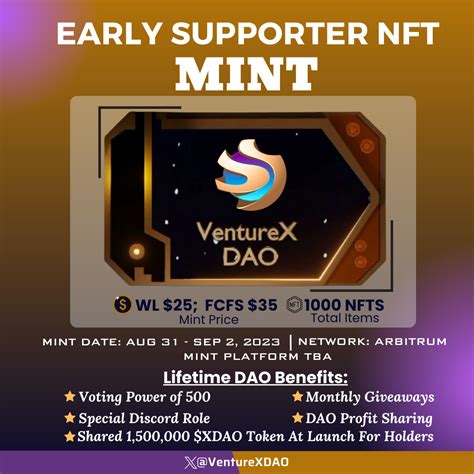 update on dao progress and early supporter nft sale by venturex dao aug 2023 medium
