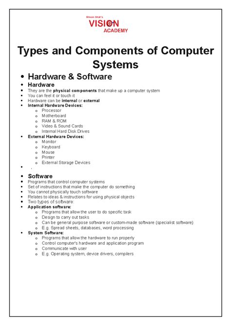 Ict Chap 1 Its For Ict Igcse Types And Components Of Computer Systems Hardware And Software